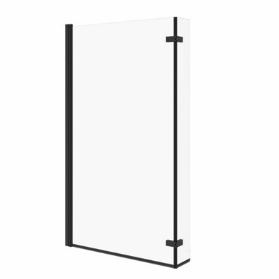 VRUC L Shaped Shower Bath Screen Hinged Return Black
