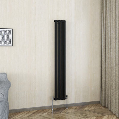 VRUC Single Oval Column Designer Radiator Black 1600x236mm