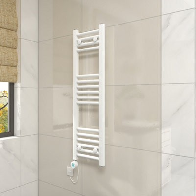 VRUC White Straight Prefilled Electric Heated Towel Rail 1000x300mm ...