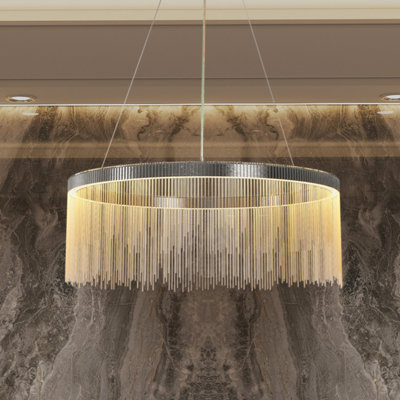 Vrygle 60cm Aluminum Tassel Linear LED Chandelier Round Ceiling Pendant ...