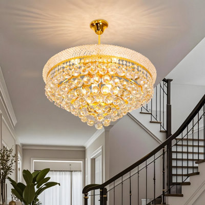 Vrygle 61cm Empire Style Crystal Chandelier Gold 9 Lights Large Flush ...