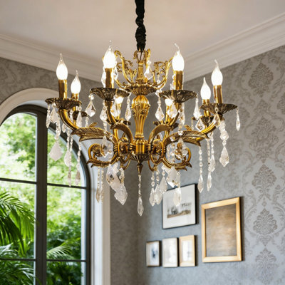 Vrygle 80cm French Country Crystal Chandeliers Ceiling Light 8 Lights ...