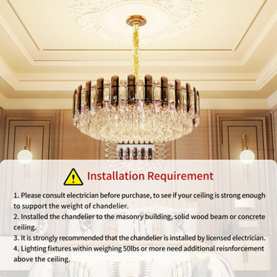 Vrygle 80CM Heavy Duty Luxury Shining Crystal Chandelier Ceiling ...