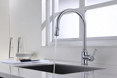 VURTU Danube C Shape Pull Out Single Lever Tap, 430(H) x 55(W), Chrome ...