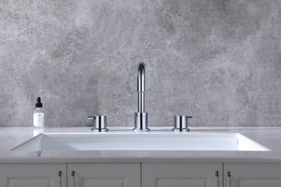 VURTU Venus 3 Tap Hole, D Shape Basin Mixer, 1/4 Turn, Single Lever ...