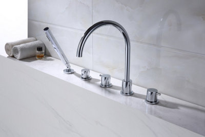 VURTU Venus 4 Tap Hole Bath Filler, 1/4 Turn, Dual Lever Ceramic Disc ...