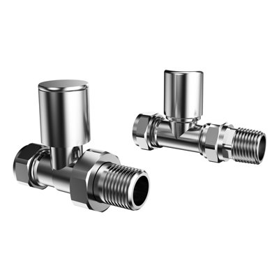VURTU17 Straight Round Manual Radiator Valve (Pair), 130(H) x 85(W ...