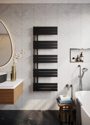 VURTU3 Designed Vertical Single Panel Radiator, 1600(H) x 600(W), Black ...