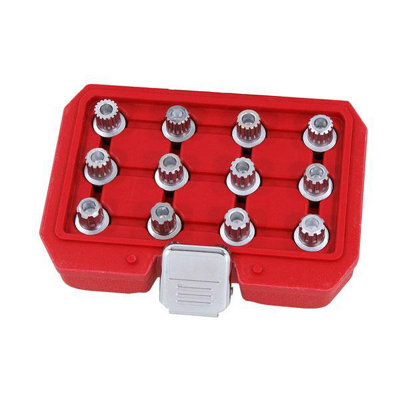 VW AUDI Group Locking Wheel Nuts Stud 12pc Socket Set Multi Ribe Spline ...