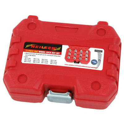 VW AUDI Group Locking Wheel Nuts Stud 12pc Socket Set Multi Ribe Spline ...