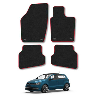 VW Polo (2009-2017) Car Mats Red Trim Carpet Tailored Fit Easy Clean ...