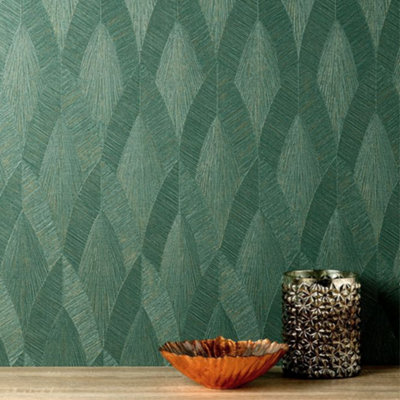 Vymura Romana Arch Emerald Green Luxury Heavyweight Wallpaper M95645