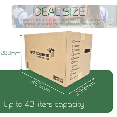 W.E. Roberts 20 Large Strong Cardboard House Moving Boxes with Carry ...