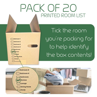 W.E. Roberts 20 Large Strong Cardboard House Moving Boxes with Carry ...