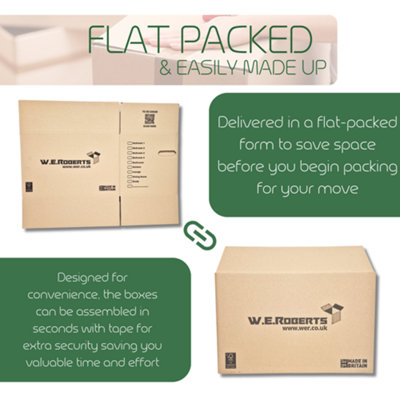 W.E. Roberts 20 Large Strong Cardboard House Moving Boxes with Carry ...