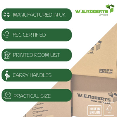 W.E. Roberts 25 Large Strong Cardboard House Moving Boxes with Carry ...