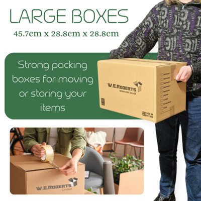 W.E. Roberts 30 Large Strong Cardboard House Moving Boxes with Carry ...