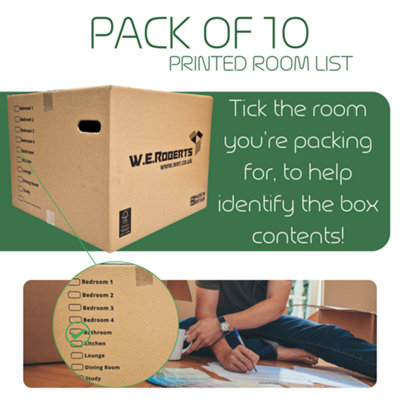 W.E. Roberts Moving Packing Kit, 10 Extra Large Strong Cardboard House ...