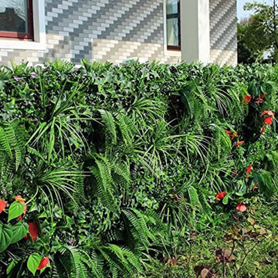 Wadan 100x100cm Artificial Grass Wall Panels, Green Grass Garden Fence ...