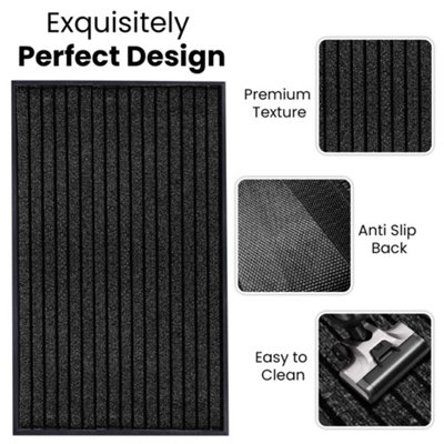 Wadan 120 x 180 cm Ribbed Door Mat Indoor & Outdoor Non Slip Durable ...