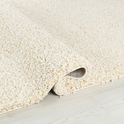 Wadan 120x170cm Cream Shaggy Rug - Rectangular Soft Touch Thick Pile ...