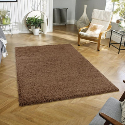 Wadan 160x230cm Mocha Shaggy Rug - Rectangular Soft Touch Thick Pile ...