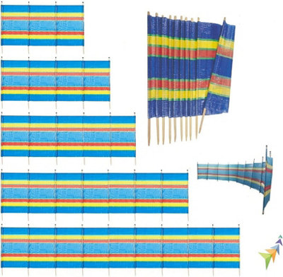 Wadan 5 Pole Blue Windbreaker - 5ft x 9ft Wind Break X Long Pole for ...