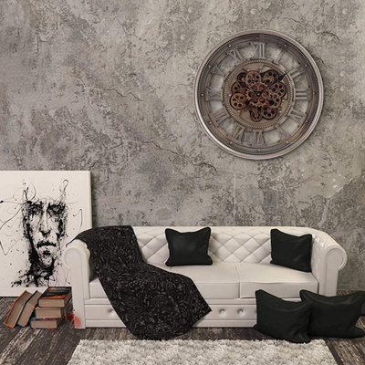 Wadan 60cm Bronze Mechanical Moving Gears Wall Clock Clear Numbers Easy ...