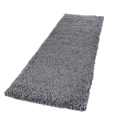 Wadan 60x220 Dark Grey Shaggy Runner - Modern Rug - Soft Touch Thick ...