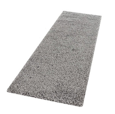 Wadan 60x220 Silver Shaggy Runner - Modern Rug - Soft Touch Thick Pile ...