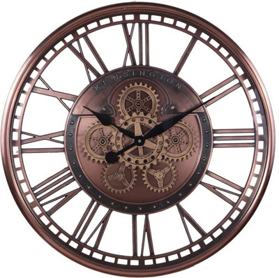 Wadan 70cm Copper Roman Mechanical Moving Gears Wall Clock Clear ...