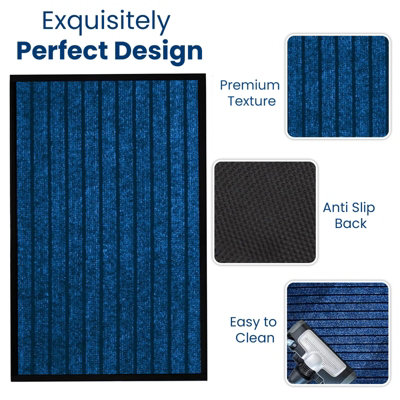 Wadan 80 x 120 cm Heavy Duty Ribbed Door Mat Non Slip, Entrance Matting ...