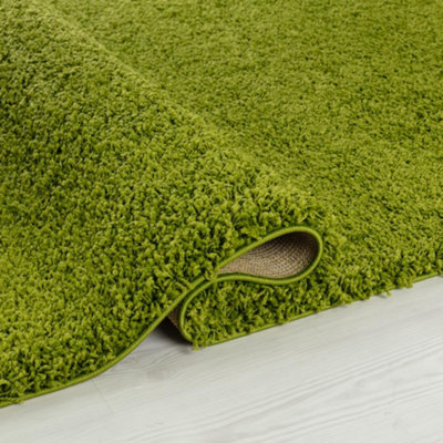 Wadan 80x150cm Green Shaggy Rug - Rectangular Soft Touch Thick Pile ...