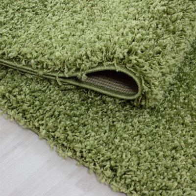 Wadan 80x150cm Green Shaggy Rug - Rectangular Soft Touch Thick Pile ...