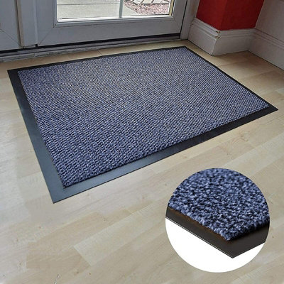 Wadan Blue 60x80 cm Door Mat - Heavy Duty Washable Non-slip Rubber Back ...