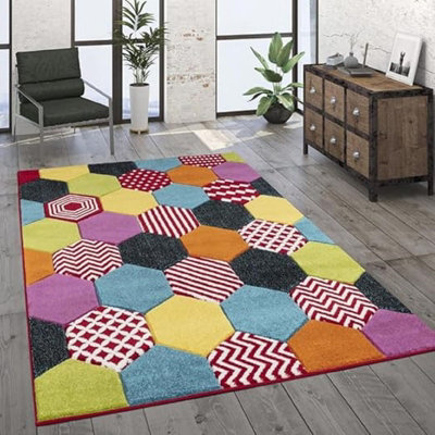 Wadan Multicolor Rug 120x170cm Geometric Modern Rug For Bedroom ...