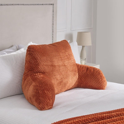 Waffle Fleece Reading Cuddle Cushion Bed Pillow Arms Chair Support, Rust