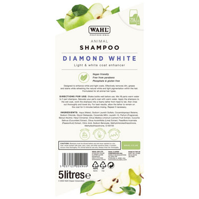 Wahl Animal Shampoo Diamond White 5 Litres Enhanced Brightening Formula