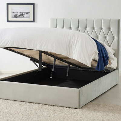 Waldorf Silver Grey Upholstered Ottoman Storage Compact Double Bed ...