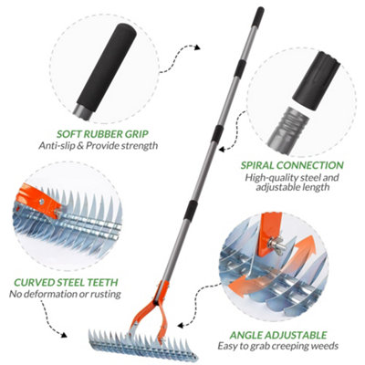 Walensee 15-Inch Heavy Duty Thatch Rake, Steel Lawn Dethatcher for Dead ...