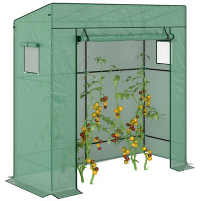 Walk-in Garden Green House with Large Roll-up Door and 2 Mesh Windows ...