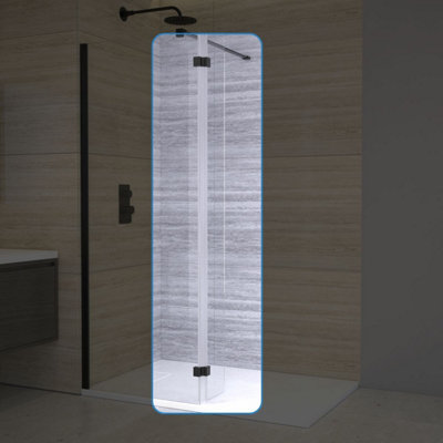 Walk-In Return Panel 250mm, Black, 2000mm Height,8mm Glass