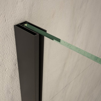 Walk In Shower Enclosure + Built in Storage Unit, Black Finish + Glass ...