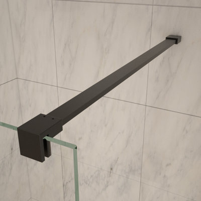 Walk In Shower Enclosure + Built in Storage Unit, Black Finish + Glass ...
