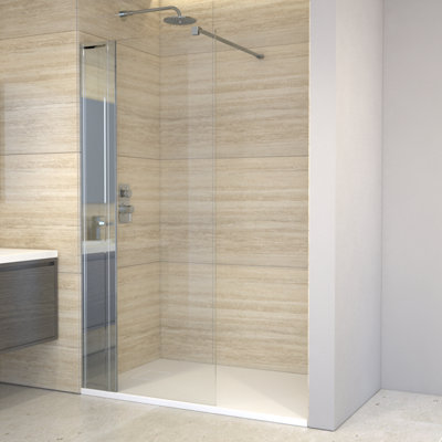 Walk In Shower Enclosure + Built in Storage Unit, Chrome Finish + Glass ...