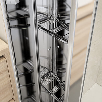 Walk In Shower Enclosure + Built in Storage Unit, Chrome Finish + Glass ...