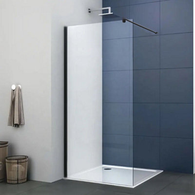Walk In Shower Screen Black - Main Screen Size: 1000mm Screen Extras ...