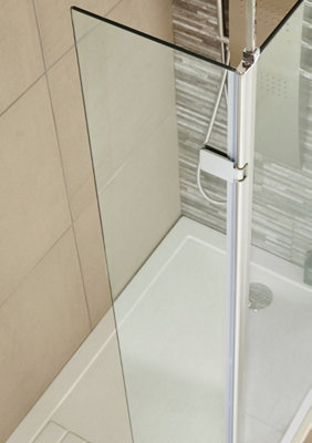 Walk In Wet Room Glass Screen Return Panel 300x2000mm Chrome