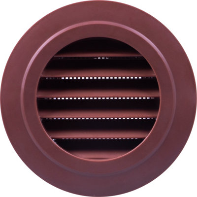 Wall Air Vent with Built-In Inner Mesh Screen 100mm - Brown