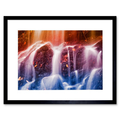 Wall Art Print Fantasy Waterfall Photo Art Black Framed 9x7 inch